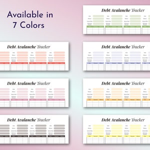 Debt Avalanche Tracker Printable, Money Planner PDF, Colorful ...