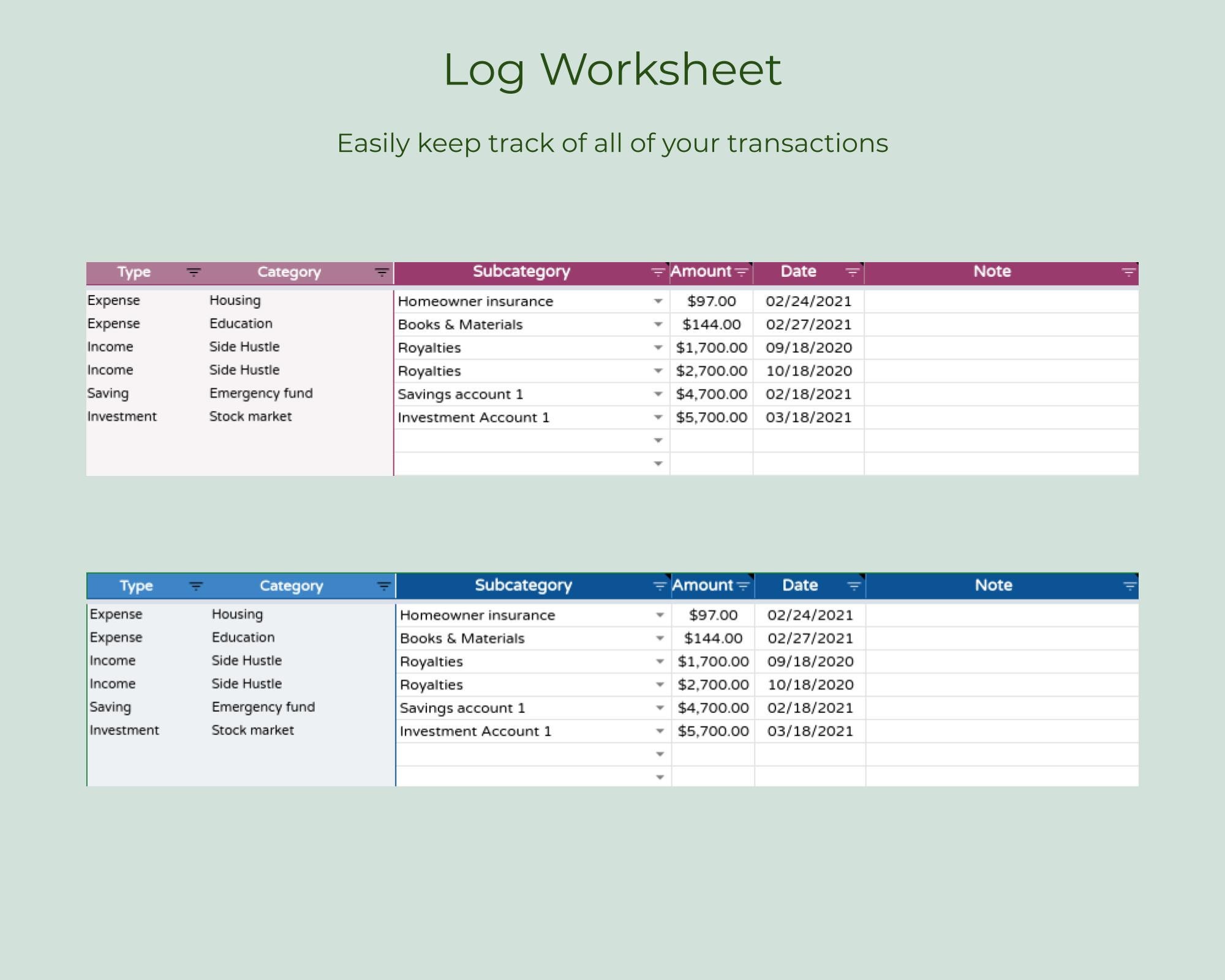 Digital Financial Tracker, Money Tracking Spreadsheet, Personal ...