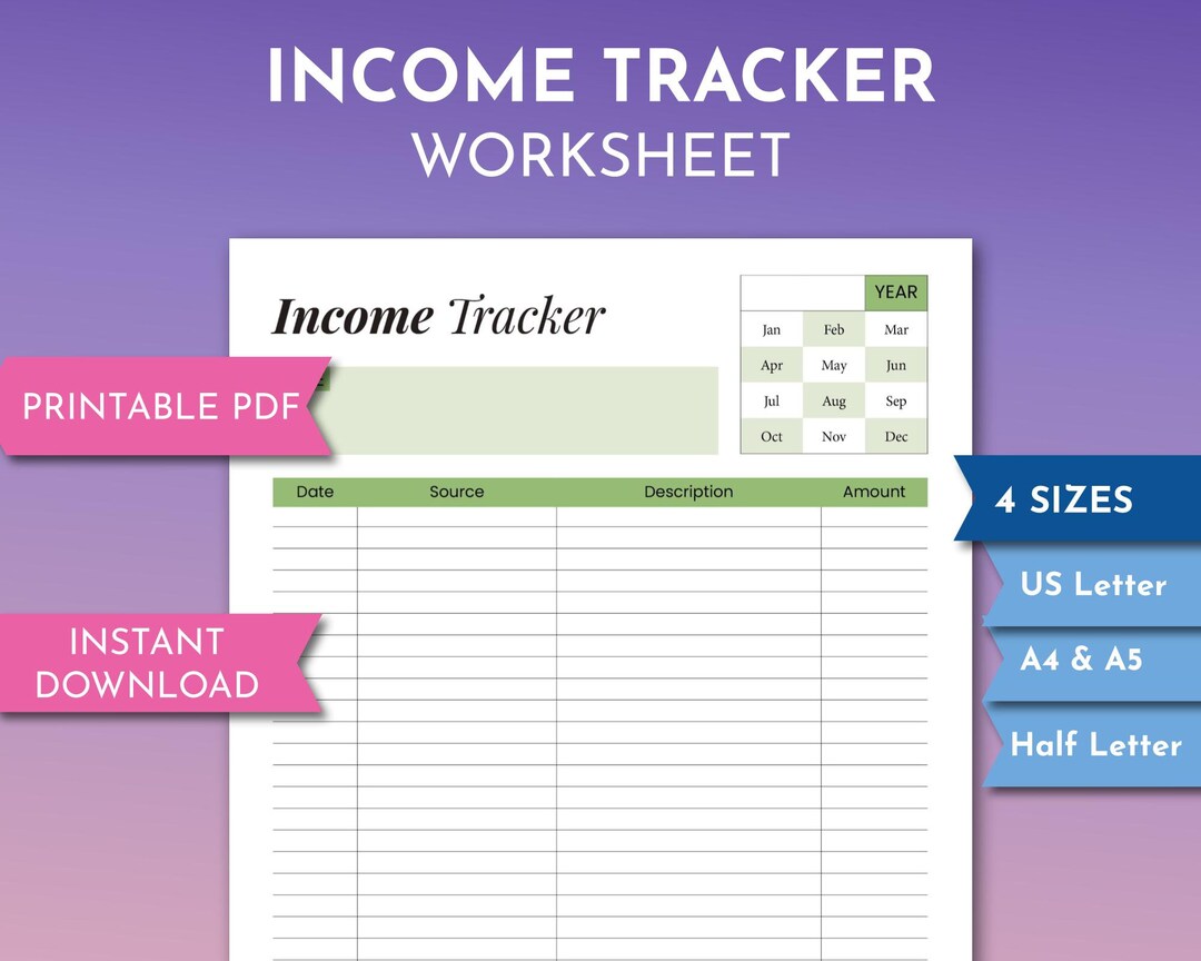 Personal Income Tracker, Multi Month Finance Management Worksheet ...