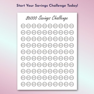 6000 Savings Challenge Printable, Minimalist Savings PDF Template, 6k ...