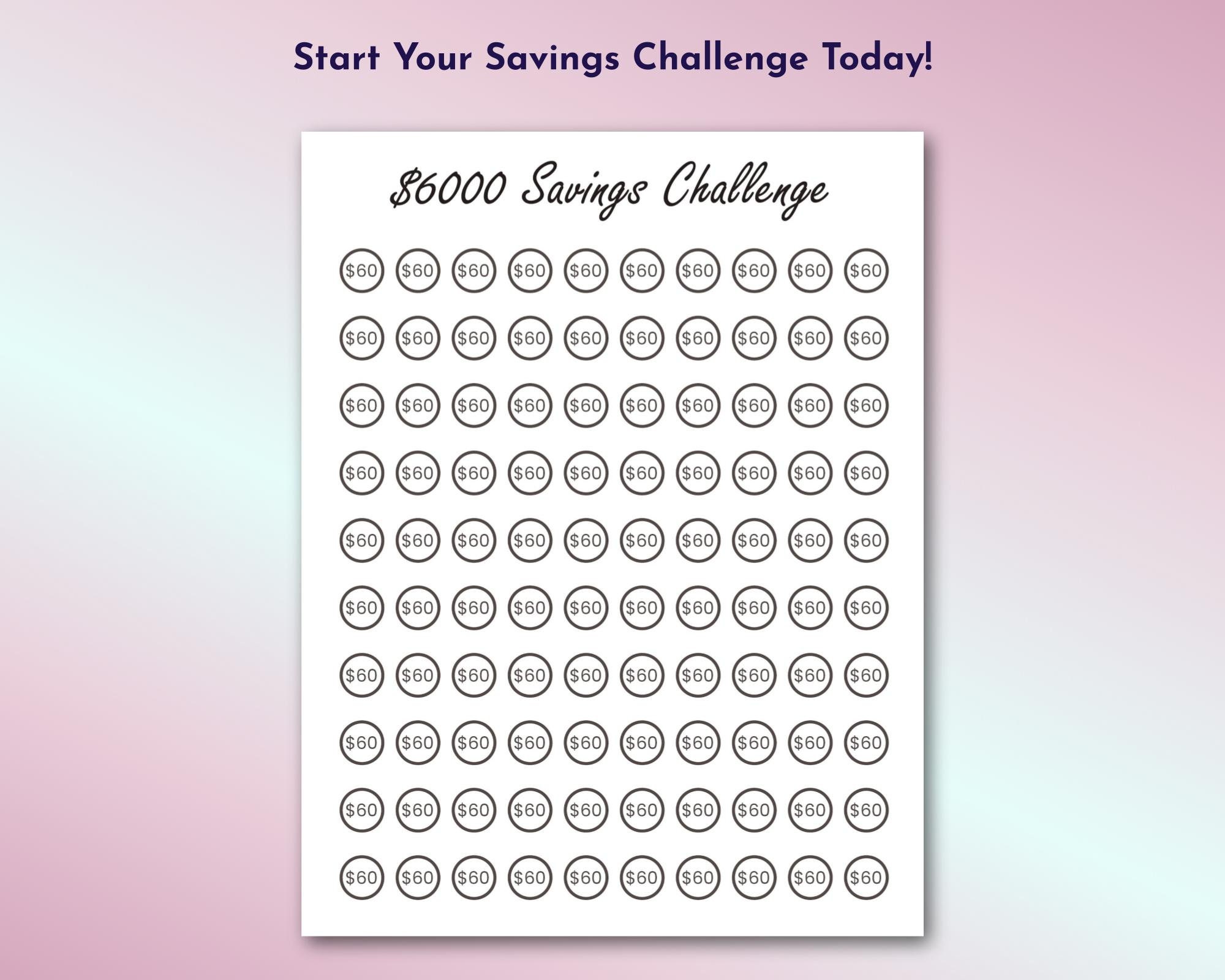 6000 Savings Challenge Printable, Minimalist Savings PDF Template, 6k ...