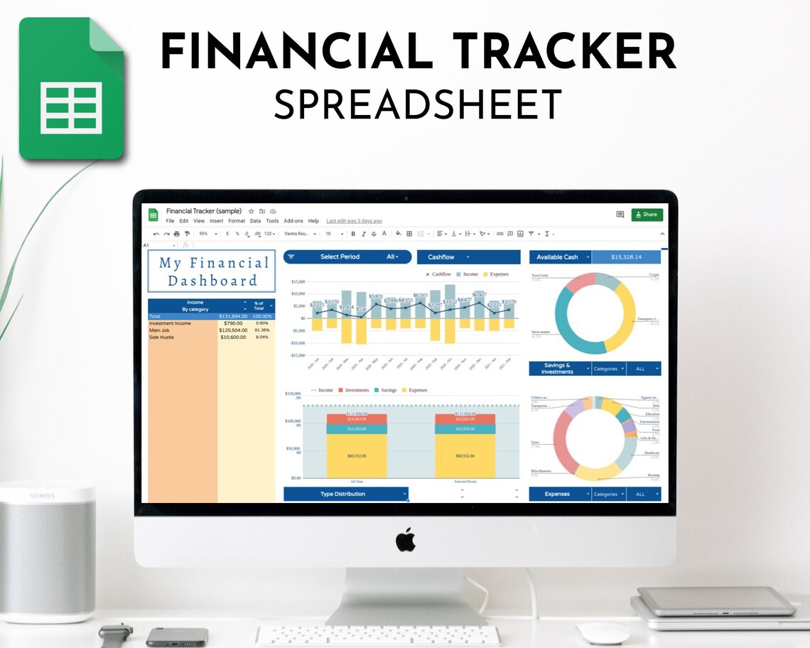 Multi Year Personal Money Tracker, Simple Google Sheets Spreadsheet ...