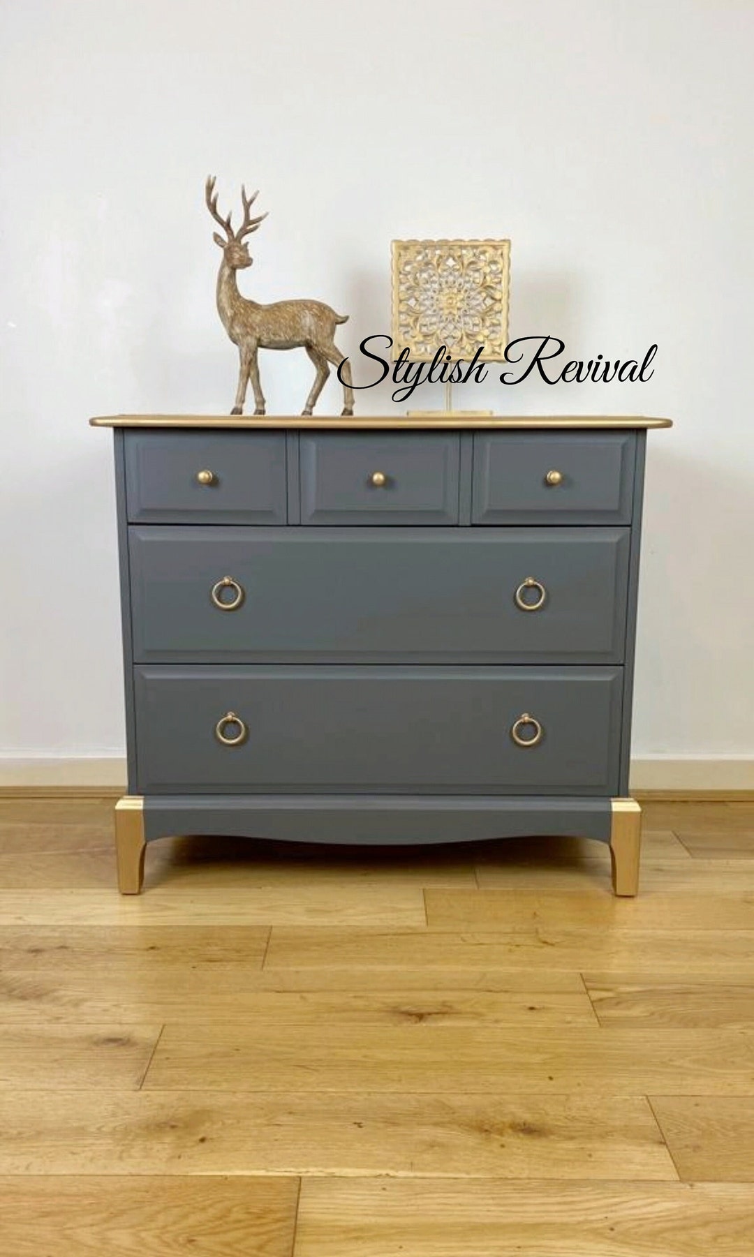 Dark Grey Stag Minstrel Chest of Drawers Vintage - Etsy UK