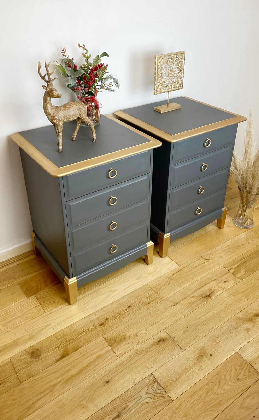 Dark Grey Stag Bedside Tables Nightstand Matching Furniture - Etsy UK