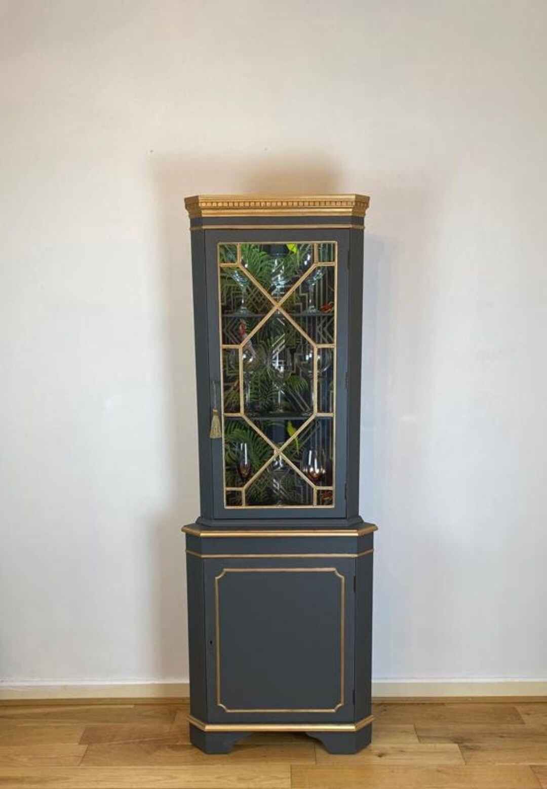 Spray Painted Grey Drinks Corner Display Cabinet - Etsy UK