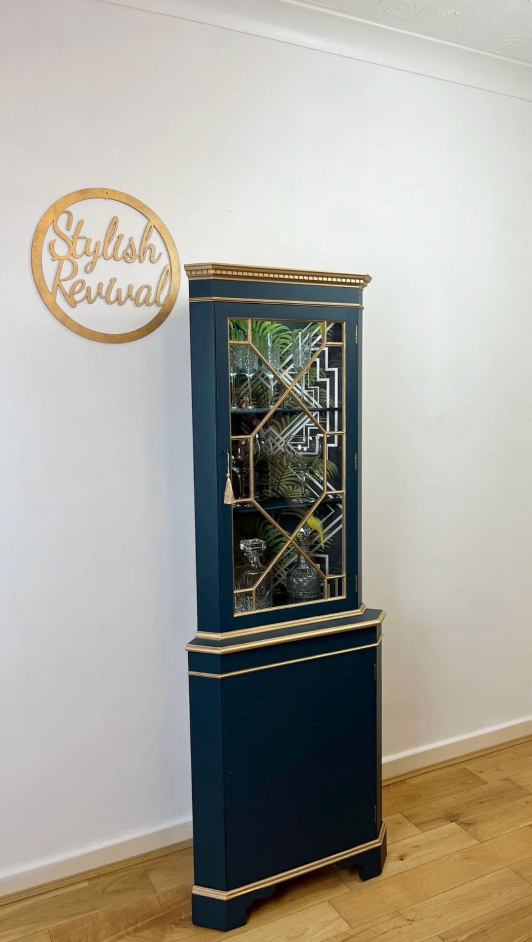 Spray Painted Display Drinks Corner Cabinet Deep and Velvety Dark Blue ...