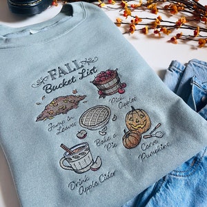 Fall Bucket List Embroidered Crewneck | Autumn Sweatshirt - Etsy