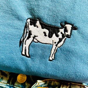 Cow Embroidered Crewneck | Cottage Core Sweatshirt - Etsy