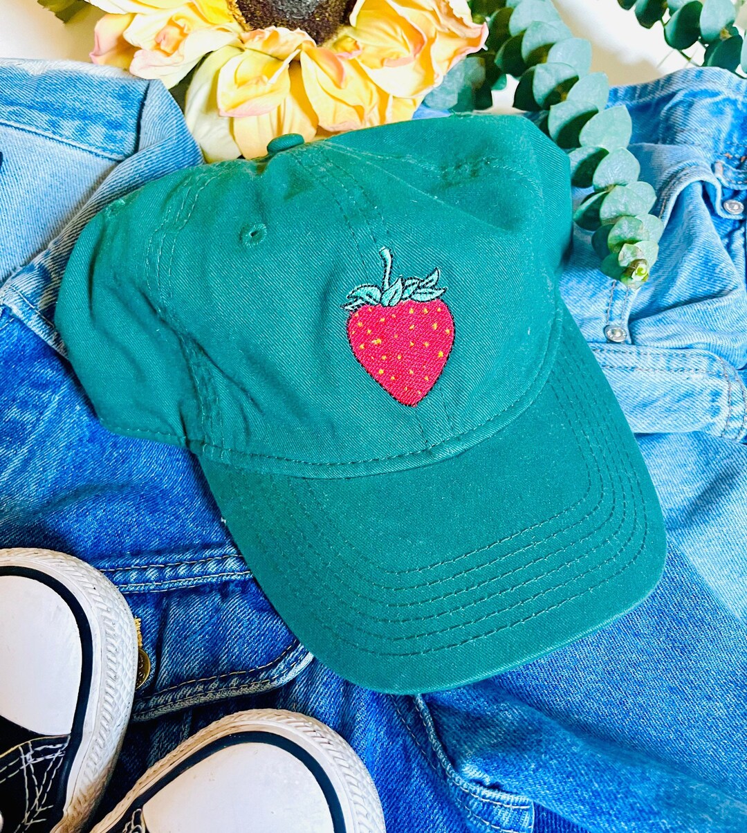 Embroidered Strawberry Baseball Cap | Dad Hats | Strawberry Gifts ...