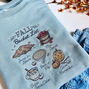 Fall Bucket List Embroidered Crewneck | Autumn Sweatshirt - Etsy