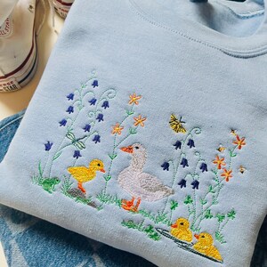 Spring Duckies Embroidered Crewneck - Etsy