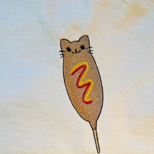 Corn Cat Embroidered Tee | Embroidered Cat T-shirt | Summer Tee ...