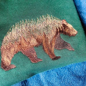 Forest Bear Embroidered Crewneck: Nature Cotton Sweater - Etsy