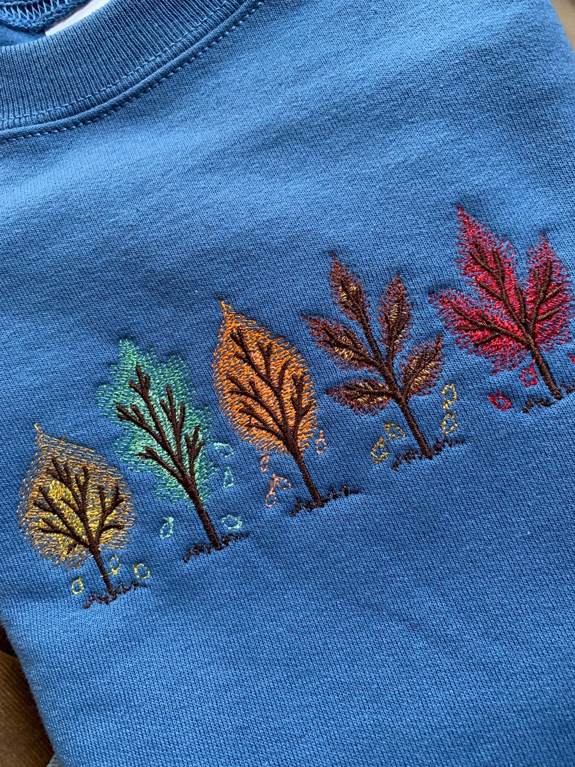 Fall Leaf Embroidered Crewneck - Etsy