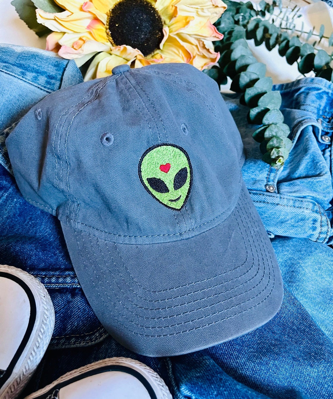 Alien Embroidered Baseball Cap | Space Dad Hat | Dat Hats | Alien Gifts ...
