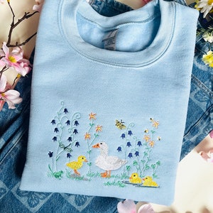 Spring Duckies Embroidered Crewneck - Etsy