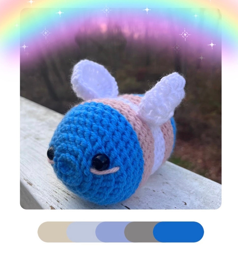 Transgender Flag Colors Amigurumi Crochet Plush Bee Small or - Etsy