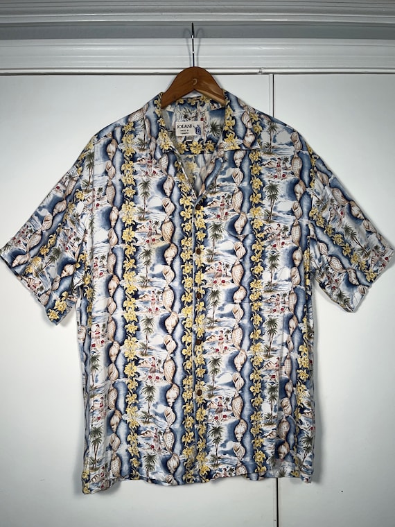 Hawaiian Shirt Iolani Vintage Made in Hawaii Short Sl… - Gem