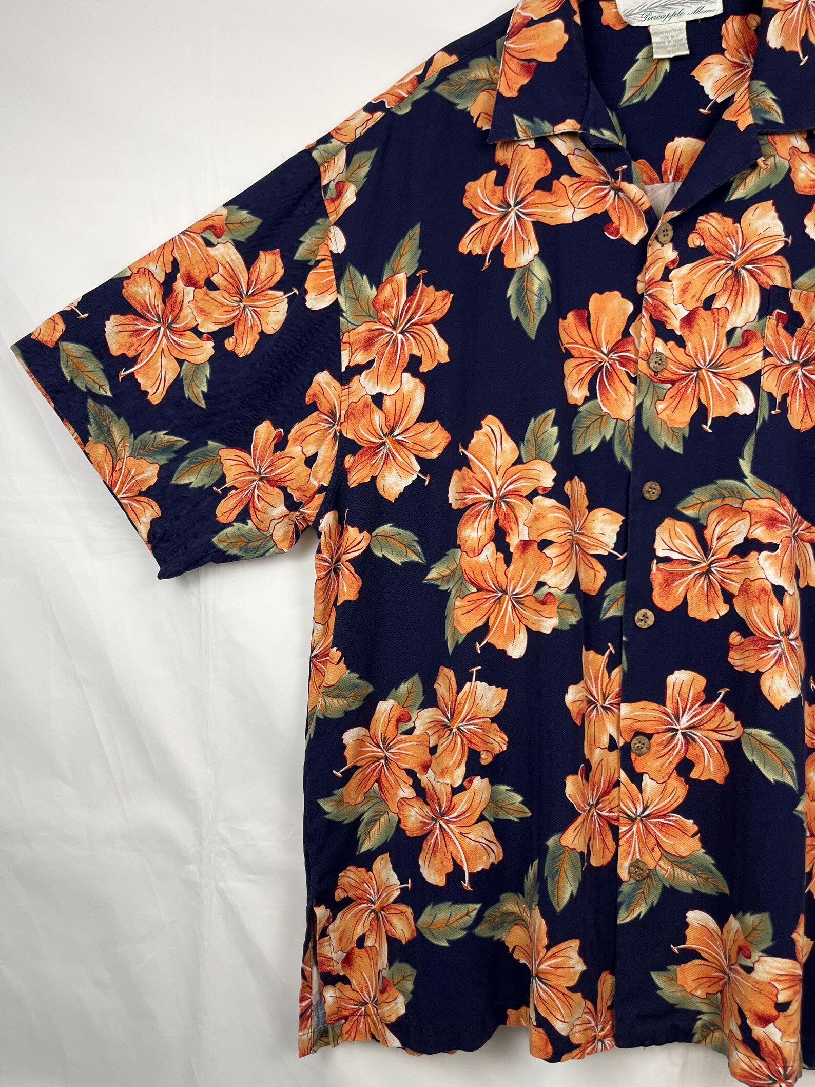 Pineapple Moon Vintage Mens XL Button Down Short Sleeve Silk Shirt - Etsy