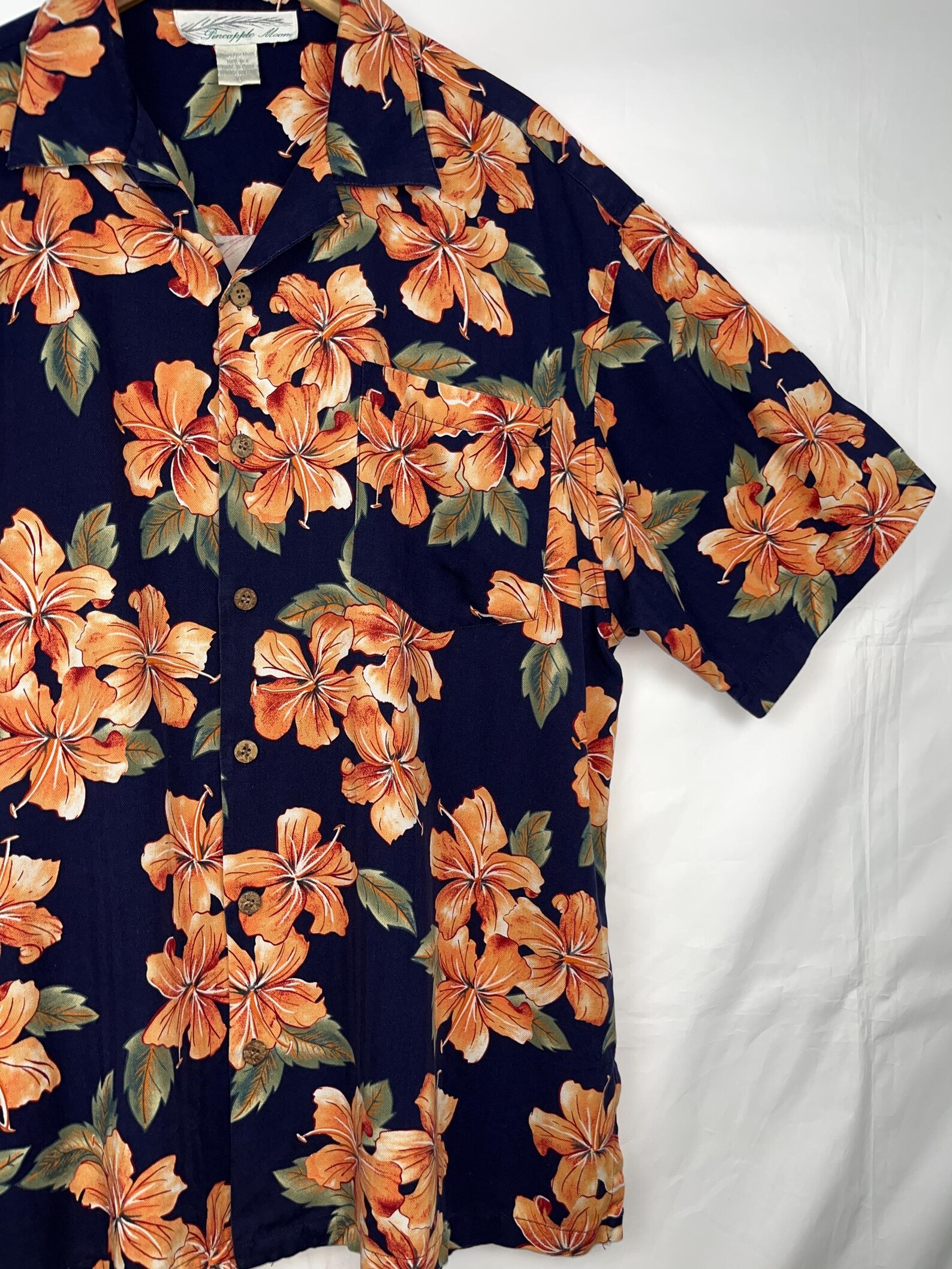 Pineapple Moon Vintage Mens XL Button Down Short Sleeve Silk Shirt - Etsy