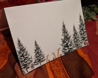 Enchanted Forest Winter Animals Greeting Card Blank Holiday Card ...