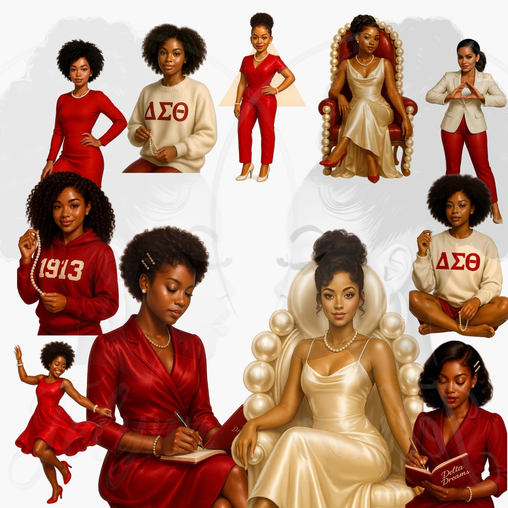 Delta Diva Clipart Set: Realistic Pngs for Crafts & Sublimation ...