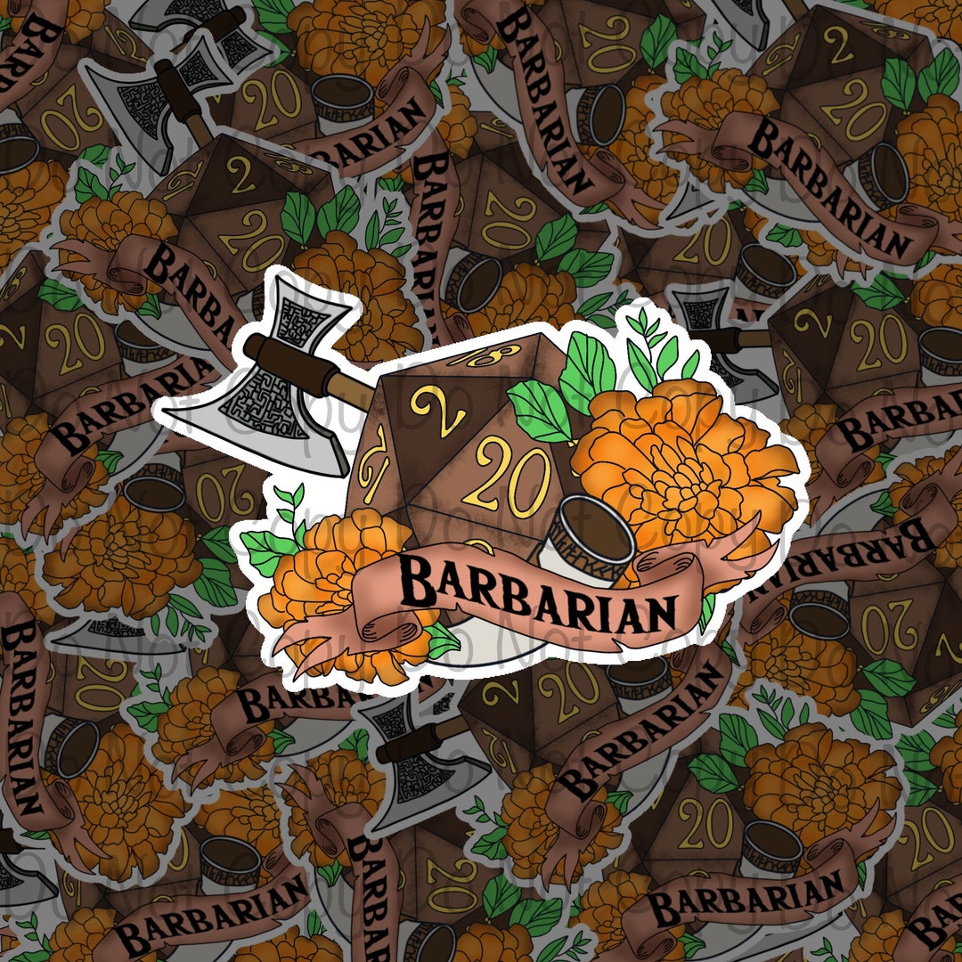 DND Floral Barbarian D20 Sticker , DND Sticker , Marigold Flowers ...