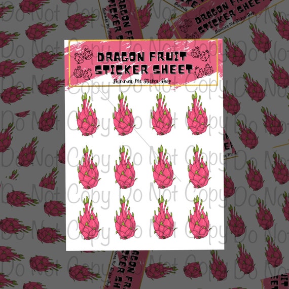 Kawaii Fruit Sticker Sheet Dragon Fruit Stickers Sticker - Etsy