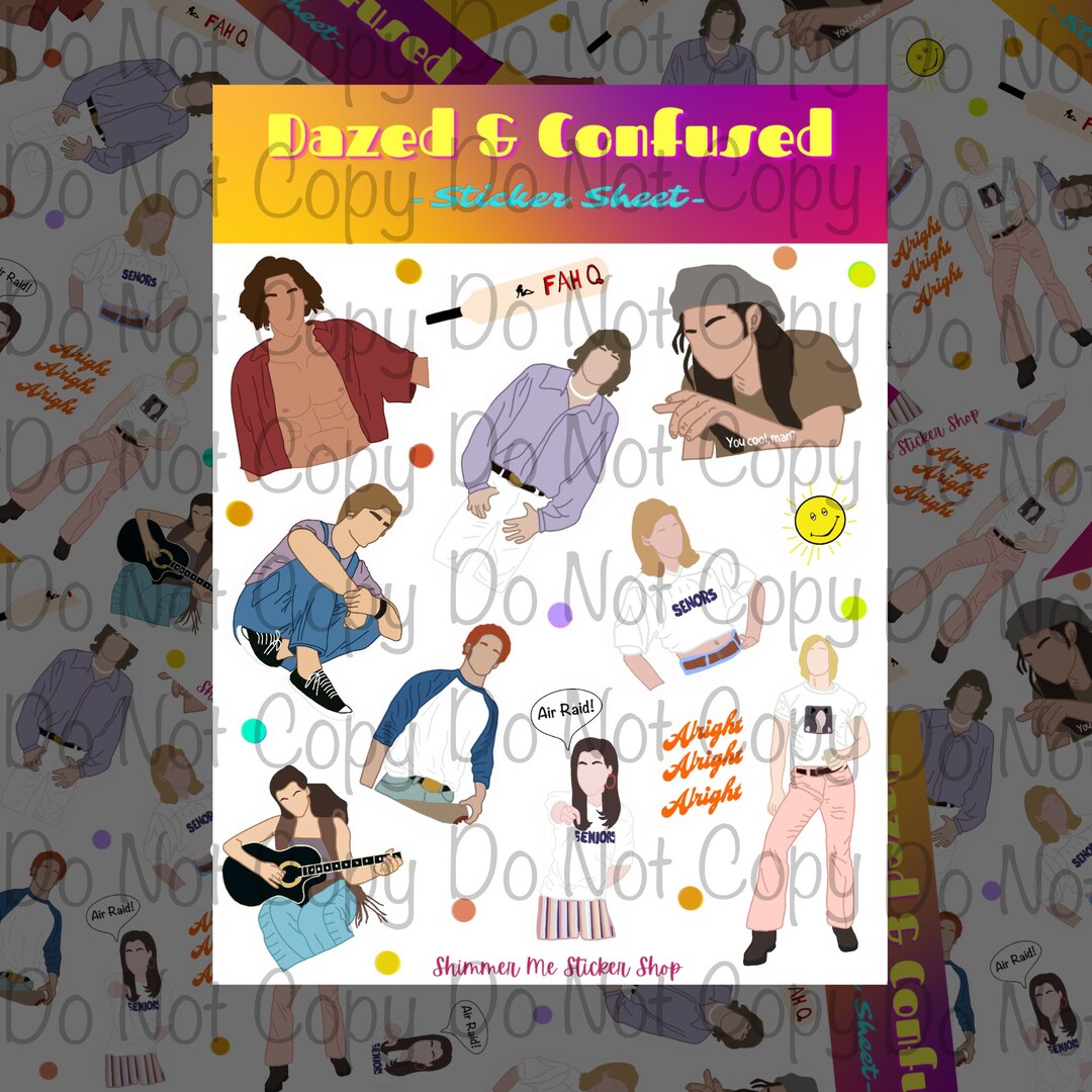Dazed and Confused Sticker Sheet | 90s | Movie Theme Stickers | Matte ...