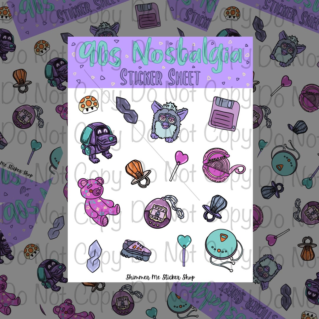 90s Nostalgia Sticker Sheet , Retro Kidcore Stickers , 90s Millennial ...