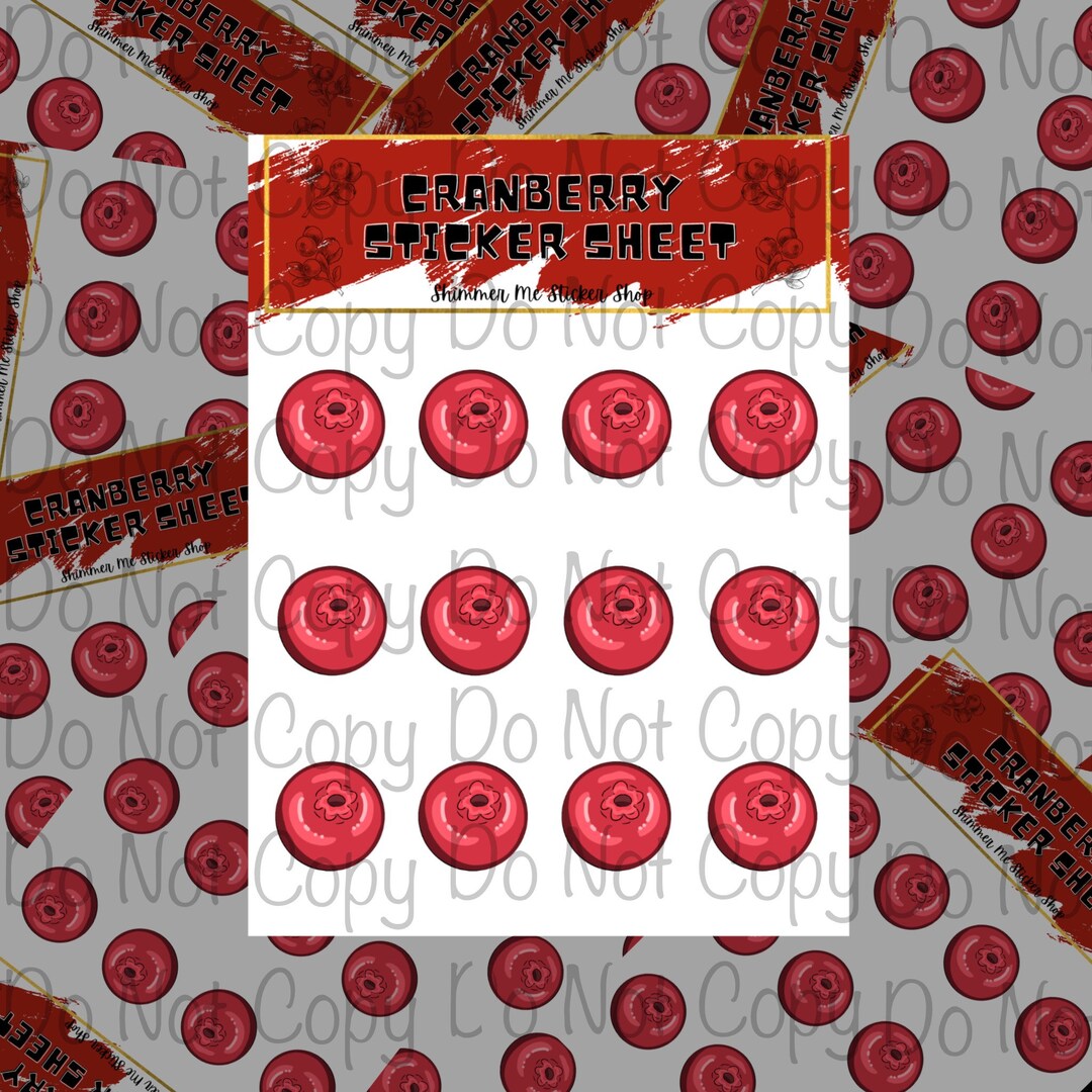 Kawaii Fruit Sticker Sheet , Cranberry Stickers , Sticker Sheet , Cute ...