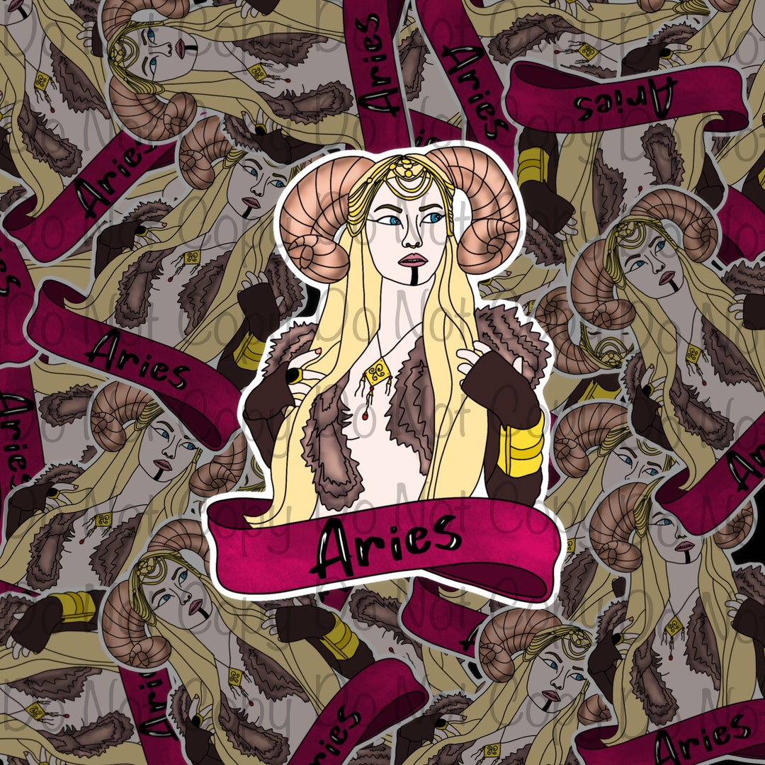 Aries Viking Woman Sticker | Zodiac Sticker | Viking Women Stickers ...