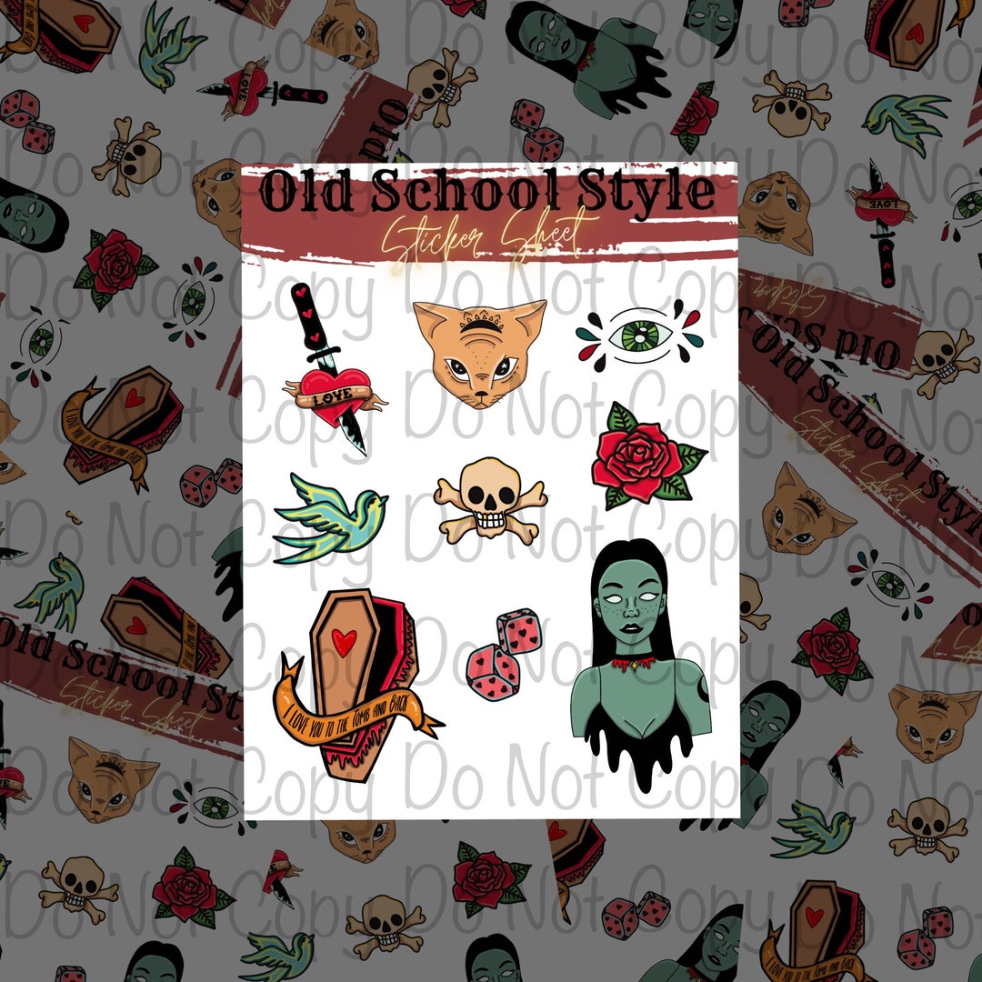 American Traditional Inspired Sticker Sheet , Halloween Themed Stickers ...