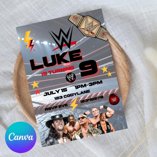 Wwe Invitation - Etsy