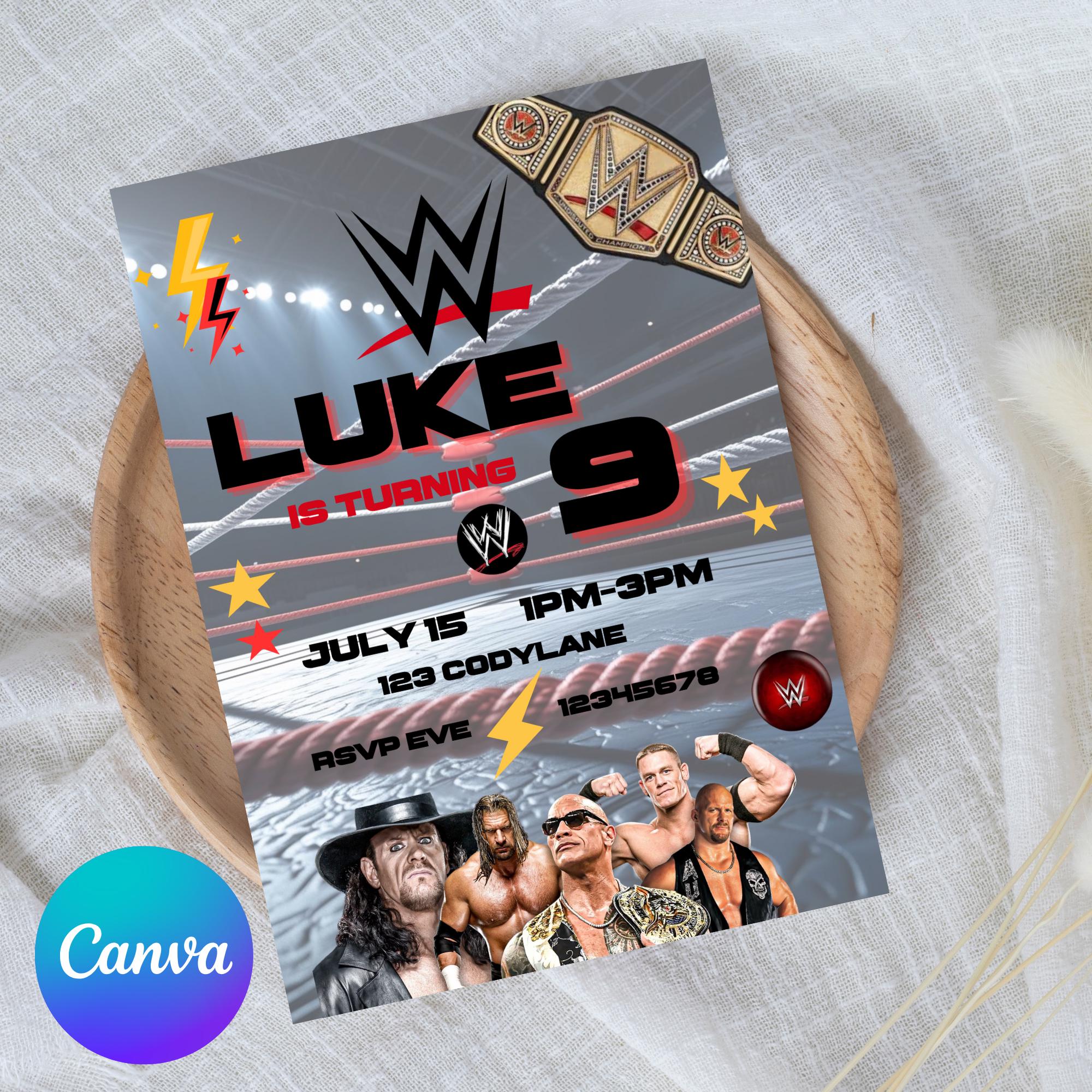 Wrestling Themed Editable Invitation | Wrestling Party Invite ...