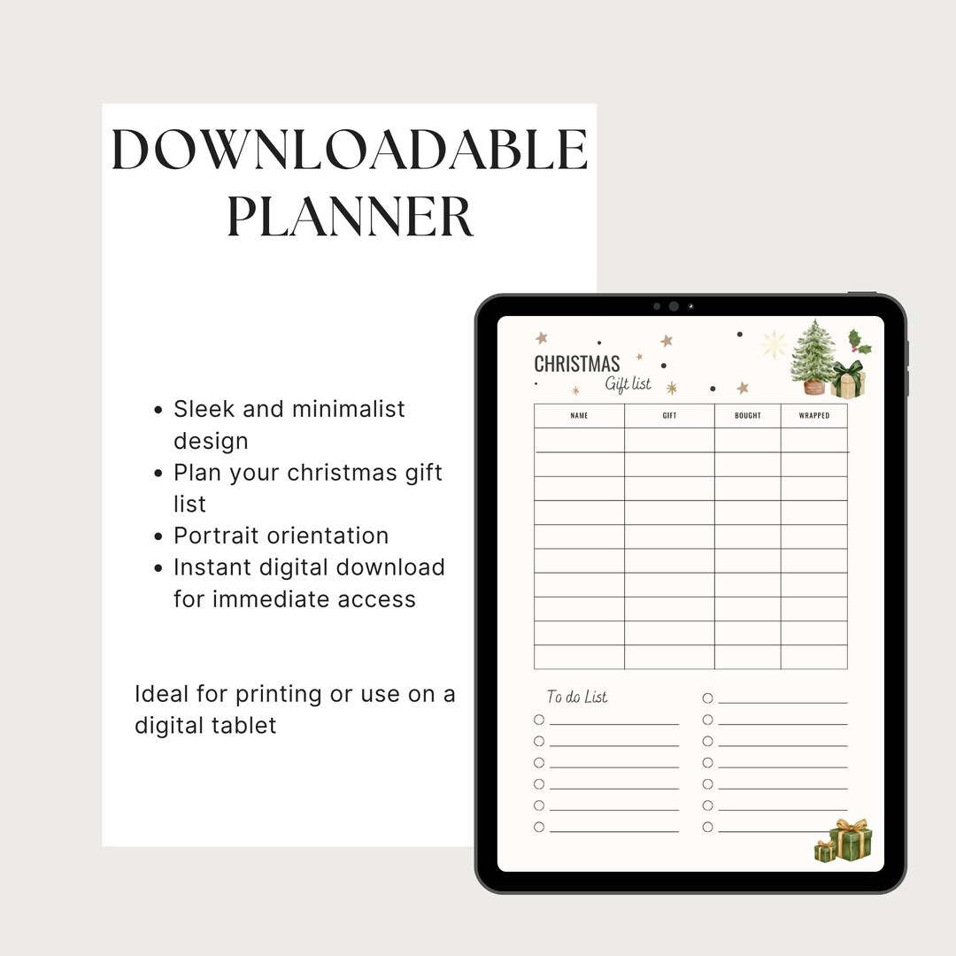 Christmas Gift Planner Template | Printable | To-do List (A4, A5) - Etsy