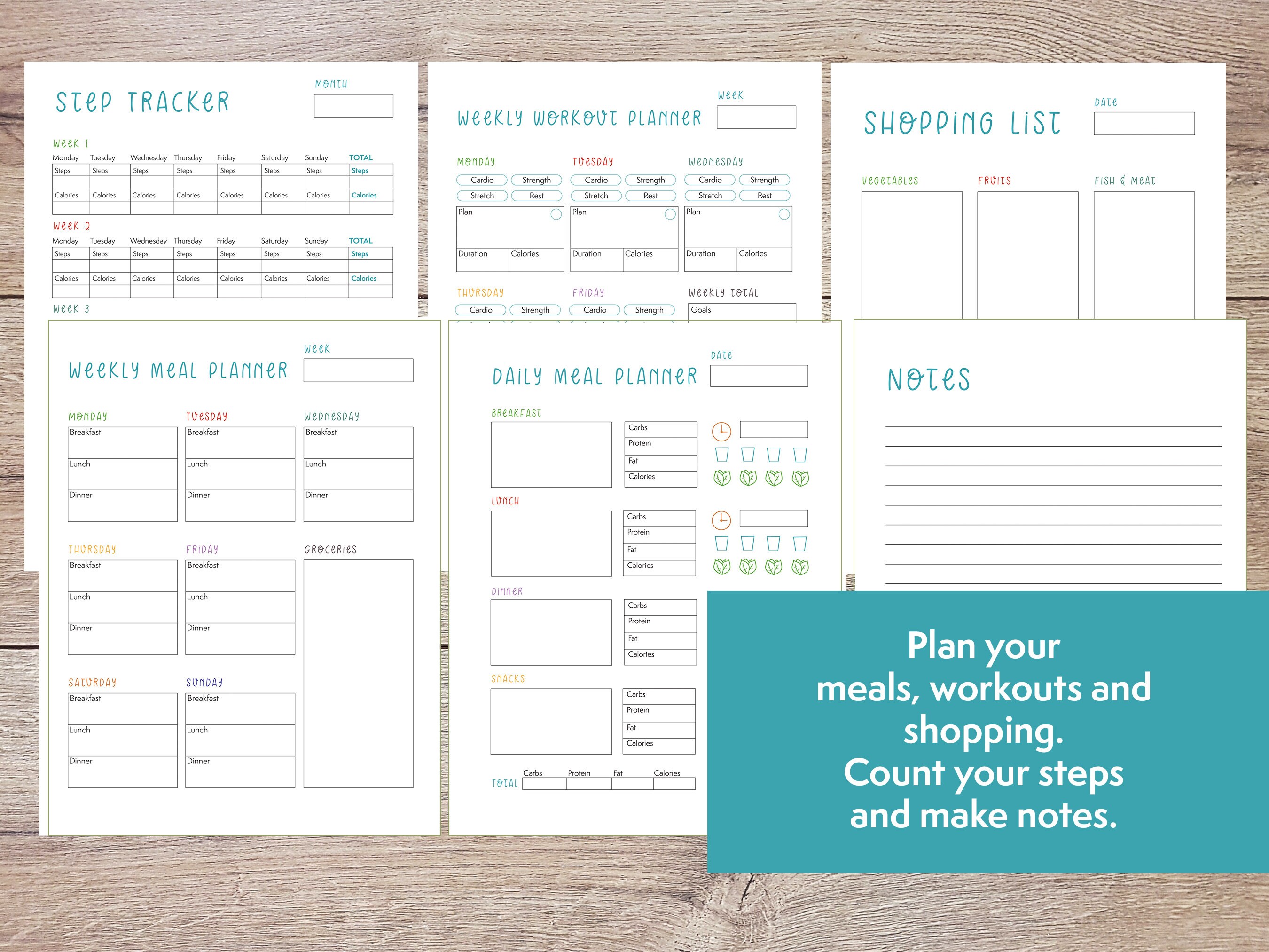 Printable Weight Loss Tracker Colorful Weight Loss Plan Bundle Diet Printable Weight Loss Tracker Colorful Weight Loss Plan Bundle Diet