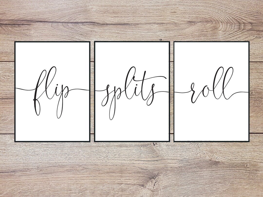 Tumbling Printable Wall Art Set of Six Gymnastics Words Exercise Room ...