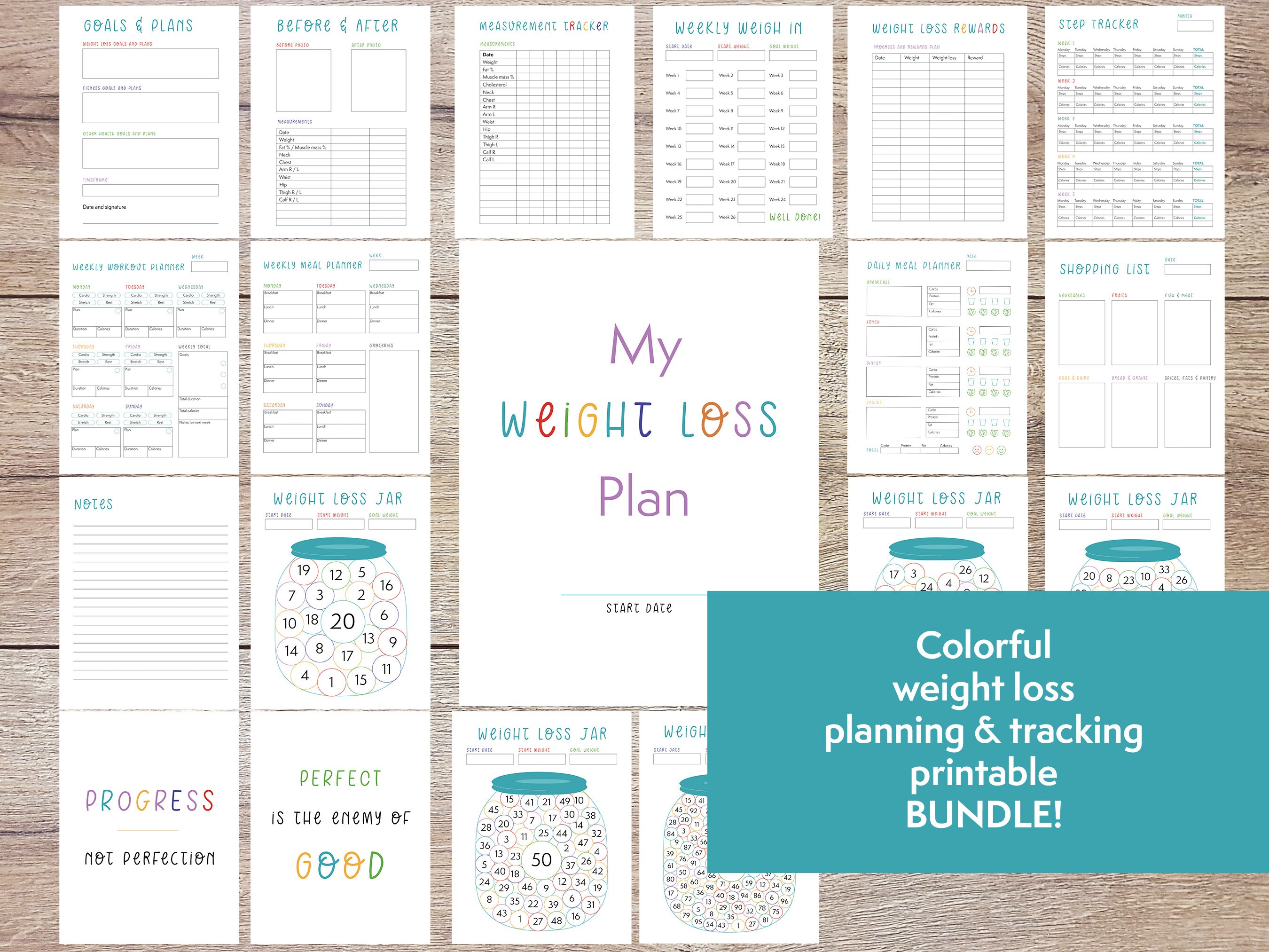 Printable Weight Loss Tracker Colorful Weight Loss Plan Etsy printable-weight-loss-tracker-colorful-weight-loss-plan-etsy
