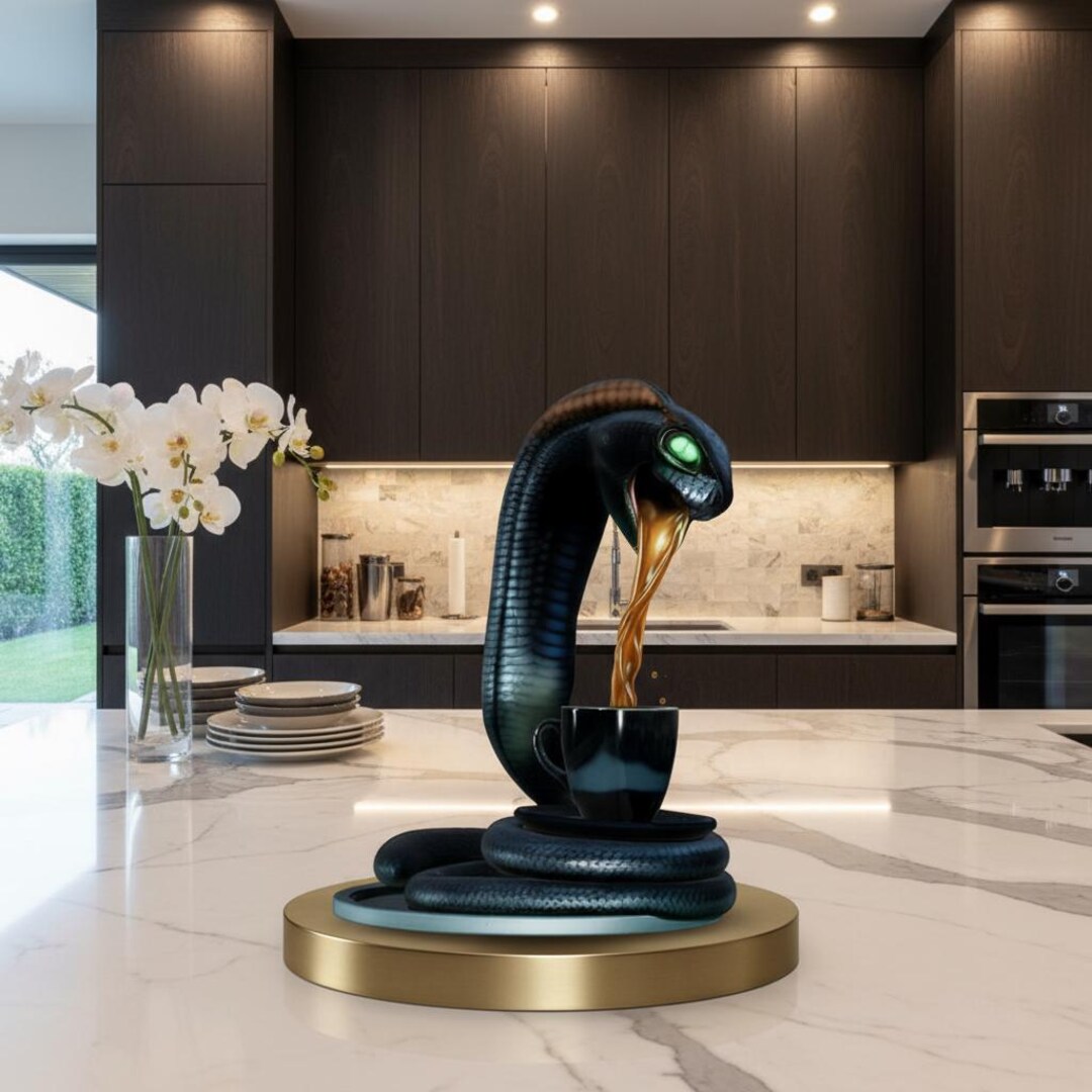 Snake Pouring Coffee STL File: Realistic 3D Art Sculpture Model ...