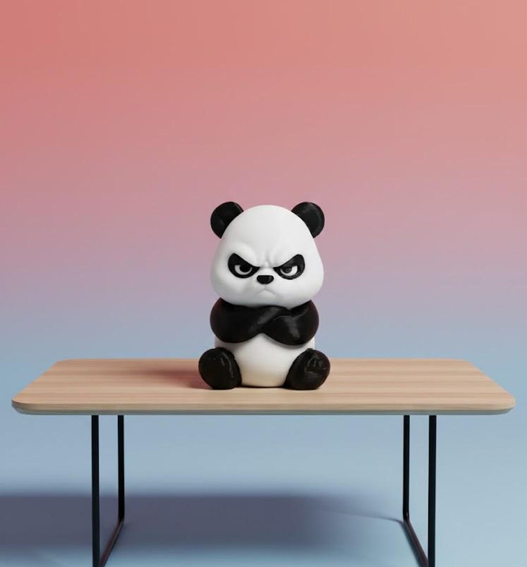 Angry Panda 3D Model STL – Grumpy Figurine for 3D Printing (instant ...