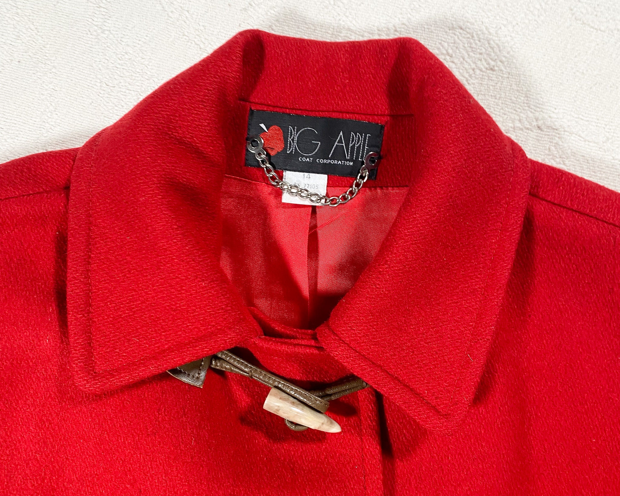 Vintage 80s 90s Big Apple Coat Corporation Red Wool Toggle - Etsy