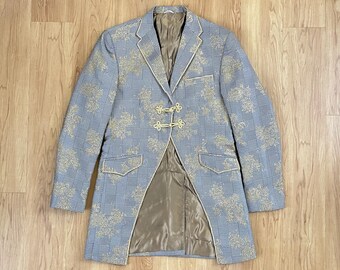 Mens Blue Brocade Coat - Etsy