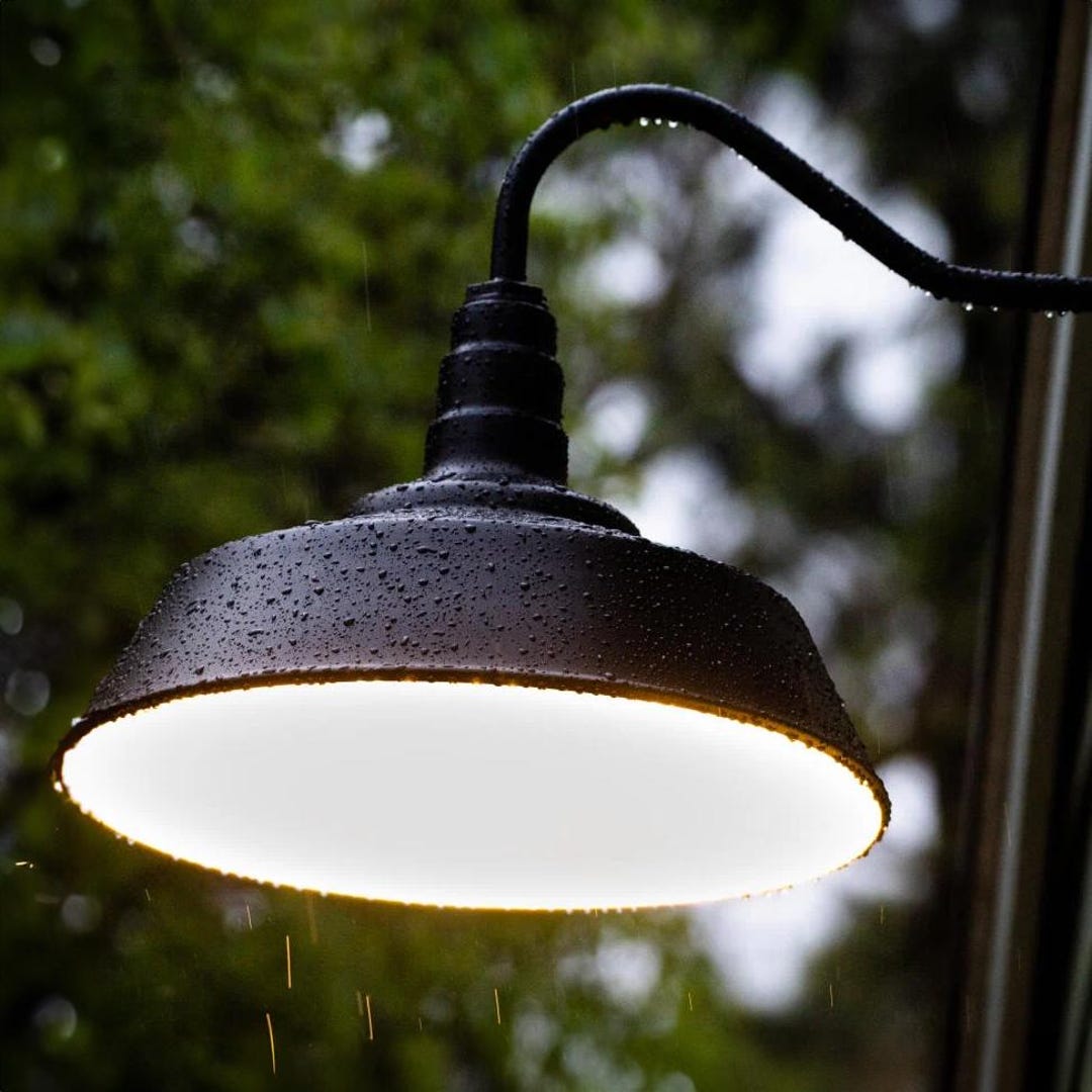 Redondo Farmhouse Barn Light – 20" Dome, Dusk to Dawn, Gooseneck Lamp ...