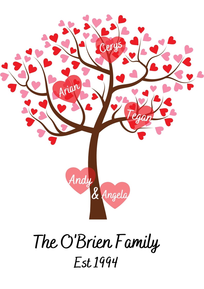 Heart Family Tree | DIGITAL File | Printable Personalized Gift ...