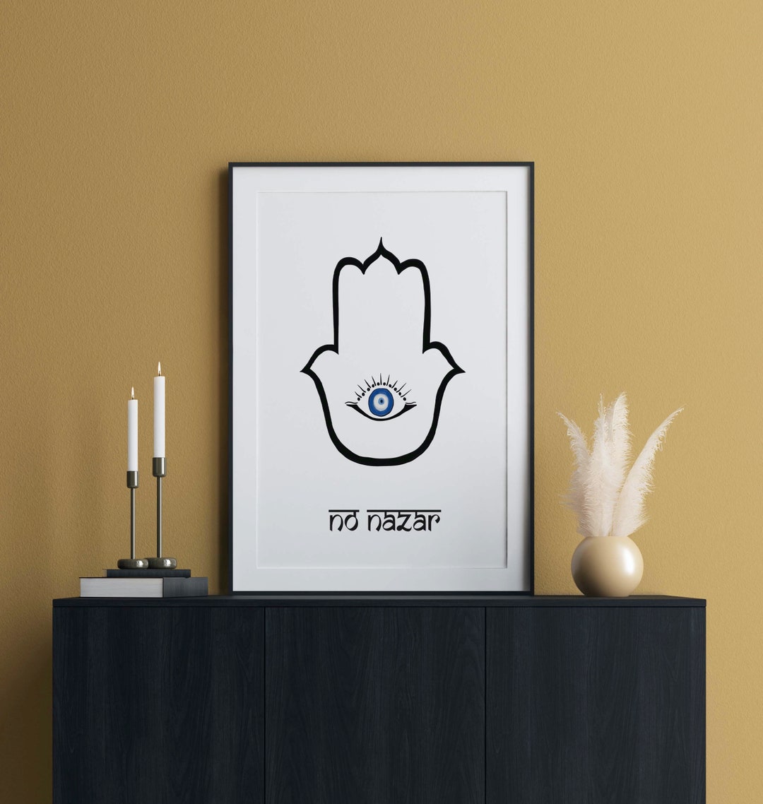 Hamza Hand Print, Evil Eye Print, Home Print, Hindi Print, No Nazar ...