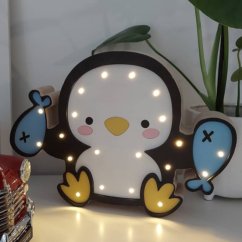 Wooden LED Night Lamp Penguin - Etsy UK
