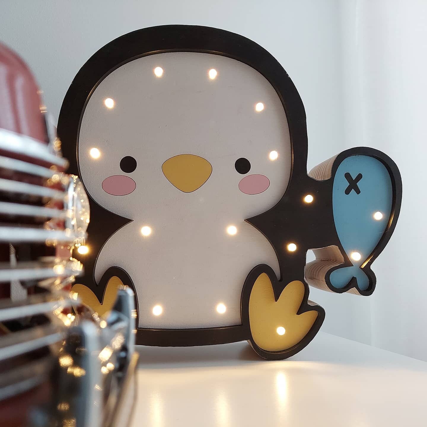 Wooden LED Night Lamp Penguin - Etsy UK
