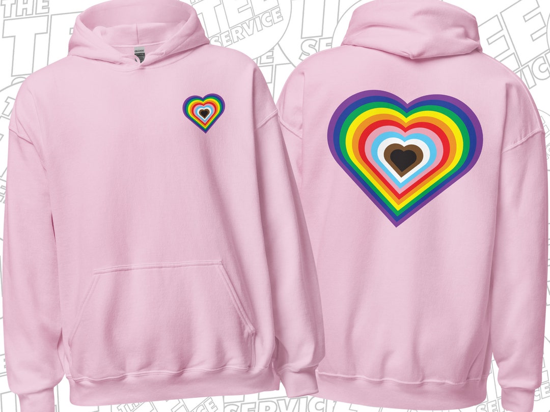 LGBTQ and Ally Pride Rainbow Heart Hoodie LGBT Gay Lesbian Trans Bi ...
