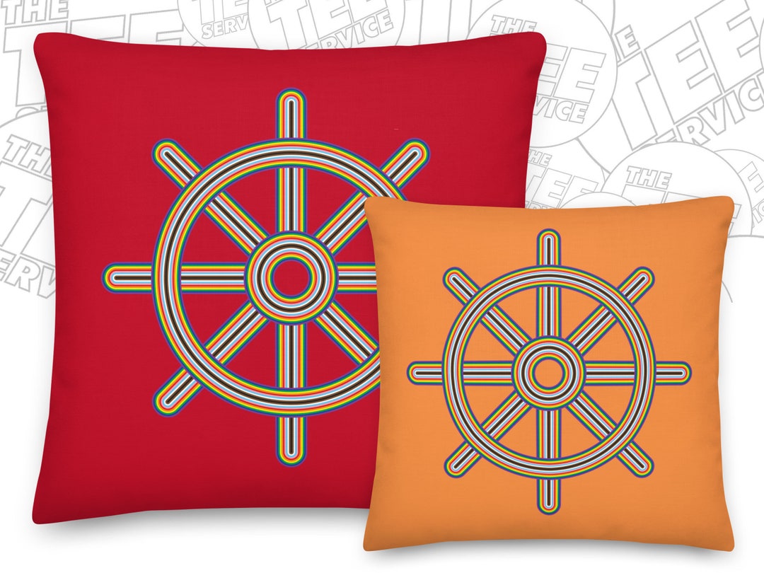 LGBTQ Pride Rainbow Dharma Wheel Buddhist Pillow Gay Lesbian Bi Trans ...